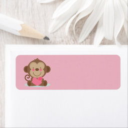Cute Animated Valentine's Day Monkey Label | Zazzle