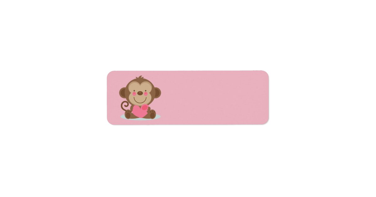 Cute Animated Valentine's Day Monkey Label | Zazzle