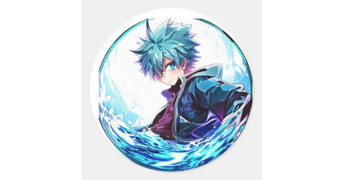 Cute Anime Boy Classic Round Sticker | Zazzle