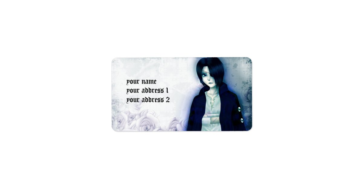 Cute anime emo boy address labels for your text | Zazzle