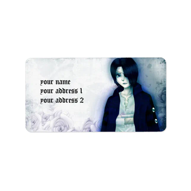 Cute anime emo boy address labels for your text | Zazzle