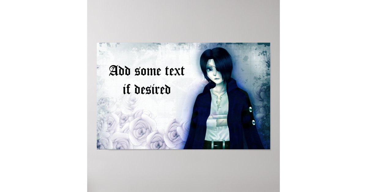 Cute anime emo boy poster for your own text | Zazzle