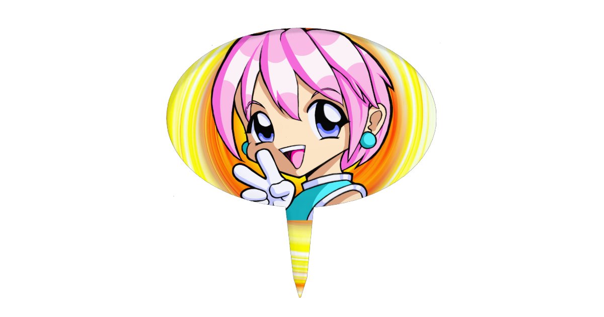 Cute Anime Girl Cake Topper | Zazzle