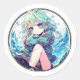 Cute Anime girl Classic Round Sticker | Zazzle