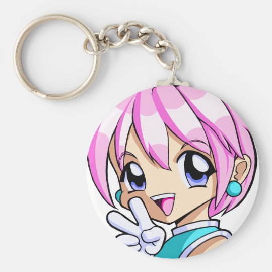 Cute Anime Girl Keychain | Zazzle.com