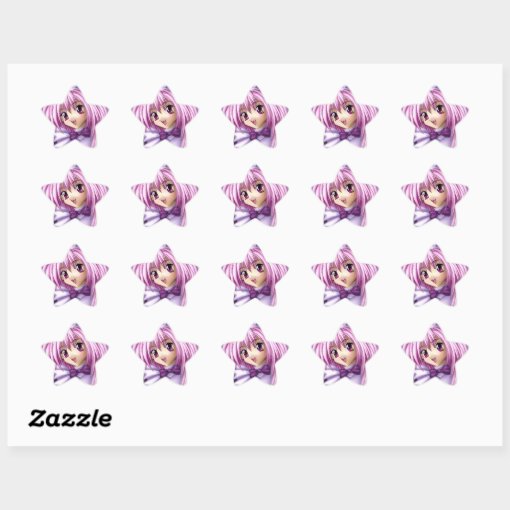 Cute Anime Girl Maid Star Sticker | Zazzle