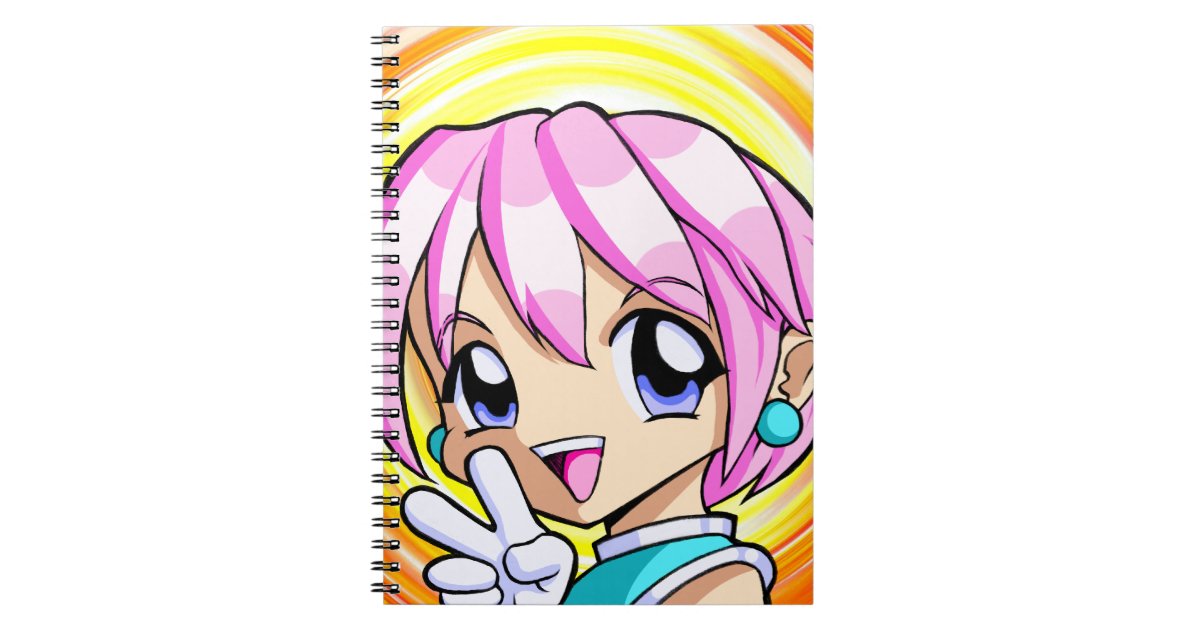 Cute Anime Girl Notebook | Zazzle