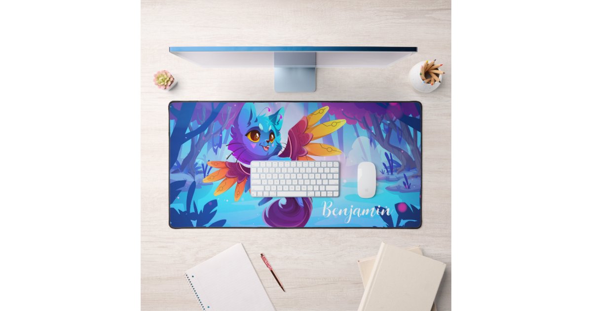 Cute Anime River Monster Gaming Desk Mat | Zazzle
