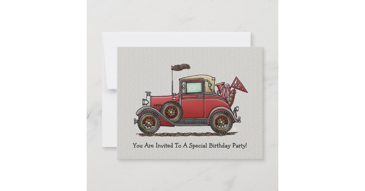 Cute Antique Car Invitation | Zazzle