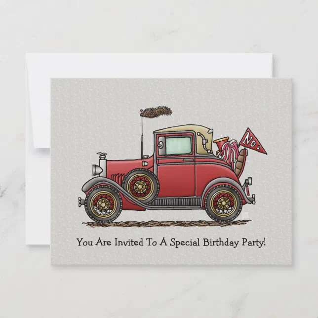 Cute Antique Car Invitation | Zazzle