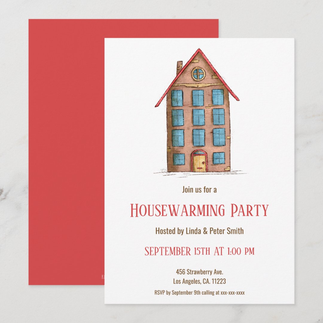 Cute Apartment Building New Home Housewarming Invitation | Zazzle