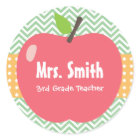 Cute Apple Chevron Stripes Teacher Stickers | Zazzle