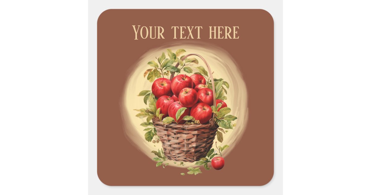 Cute apple fruit vendors lovers add text square sticker | Zazzle