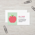 Cute Apple Green Chevron Teacher Business Card | Zazzle