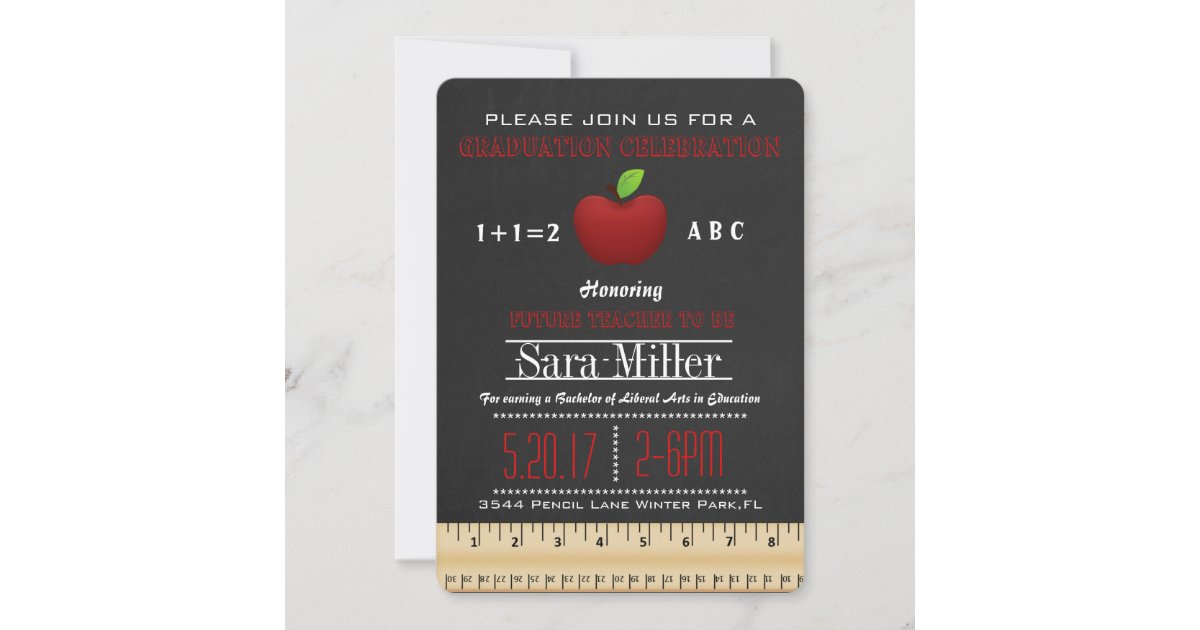 Cute Apple Teacher Graduation Invitation | Zazzle