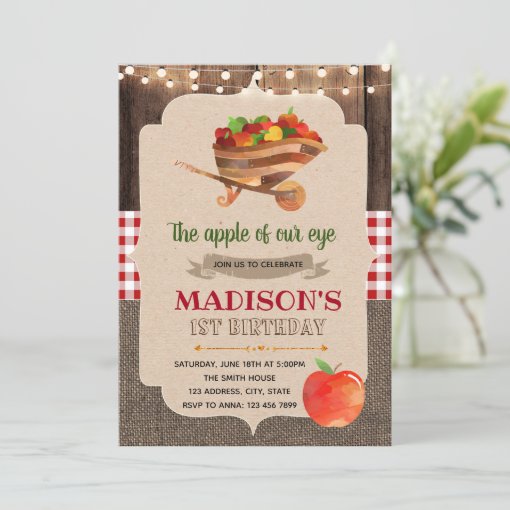 Cute apple theme party invitation | Zazzle