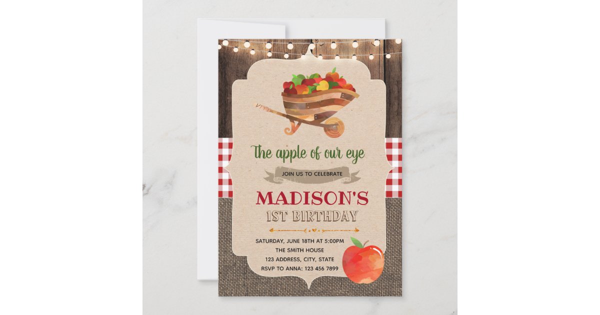 Cute apple theme party invitation | Zazzle