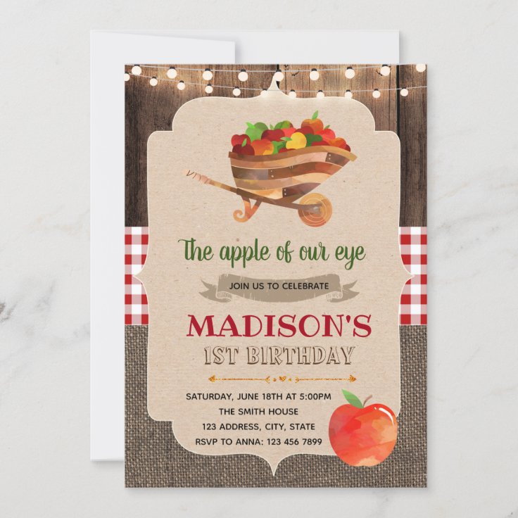Cute apple theme party invitation | Zazzle