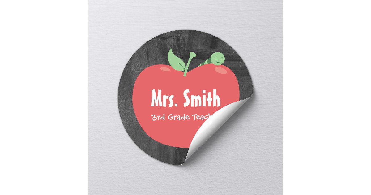 Cute Apple & Work School Teacher Tutor Classic Round Sticker | Zazzle