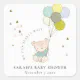 Cute Aqua Bearly Wait Bear Balloon Baby Shower Square Sticker | Zazzle