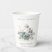 Cute Aqua Blue Floral Teapot Cup Bridal Shower | Zazzle