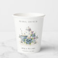 Cute Aqua Blue Floral Teapot Cup Bridal Shower | Zazzle