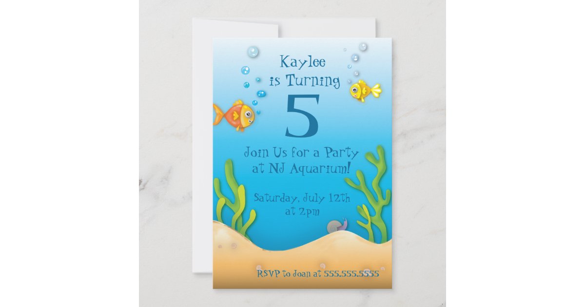 cute aquarium fishy birthday party invitation | Zazzle