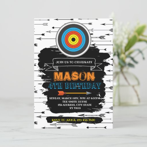 Cute archery party birthday invitation | Zazzle