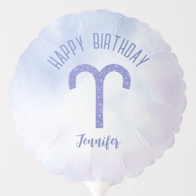 Cute Aries Astrology Sign Custom Purple Birthday Balloon | Zazzle