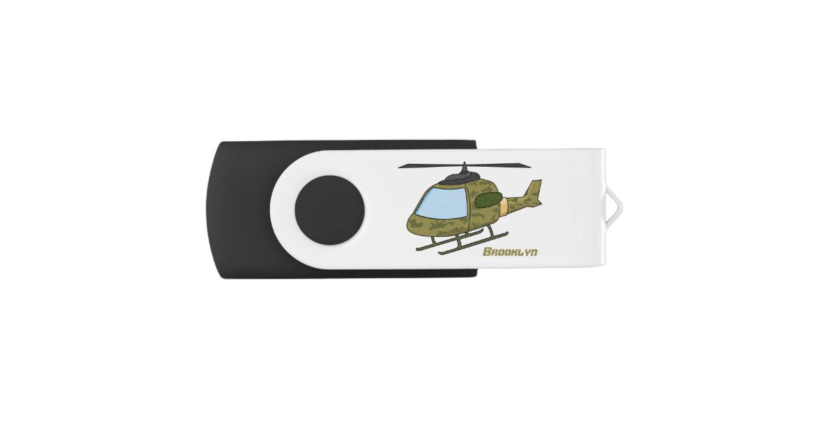 Cute army camoflage helicopter cartoon flash drive | Zazzle