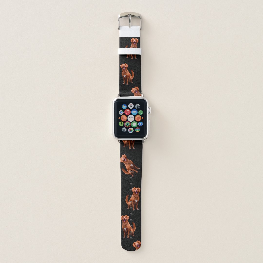 Cute Artsy Golden Retriever Dog Pattern Apple Watch Band | Zazzle