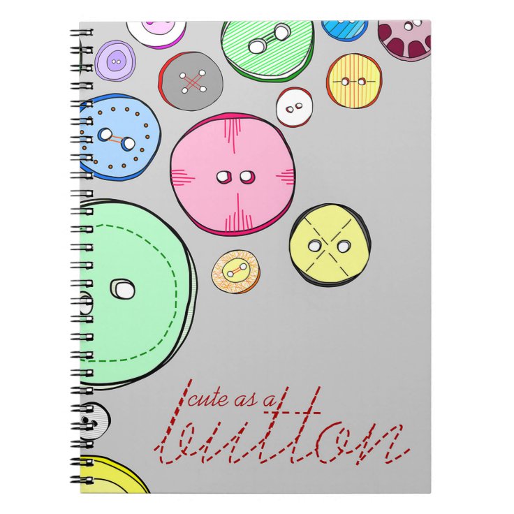 Cute as a Button Colorful Digital Illustration Notebook | Zazzle