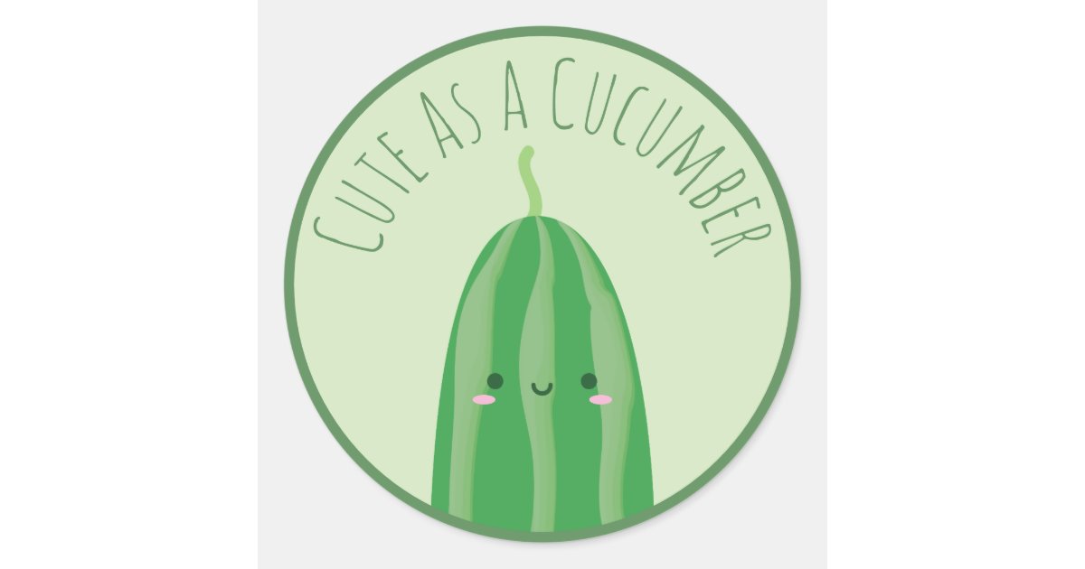Cute As a Cucumber Funny Cutecumber Classic Round Sticker | Zazzle
