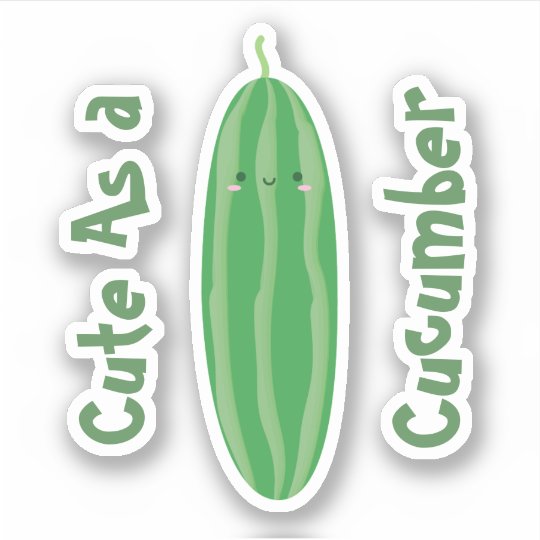 Cute As a Cucumber Funny Kawaii Cool Cutecumber Sticker | Zazzle.com