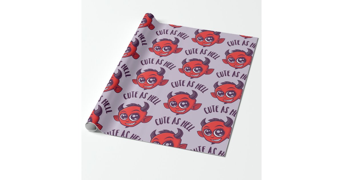 Cute as Hell Devil with Dark Text Wrapping Paper | Zazzle