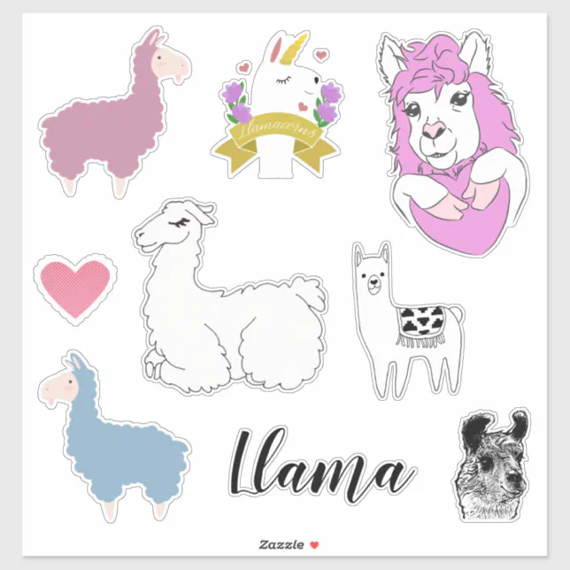 Cute Assorted Llama Sticker | Zazzle