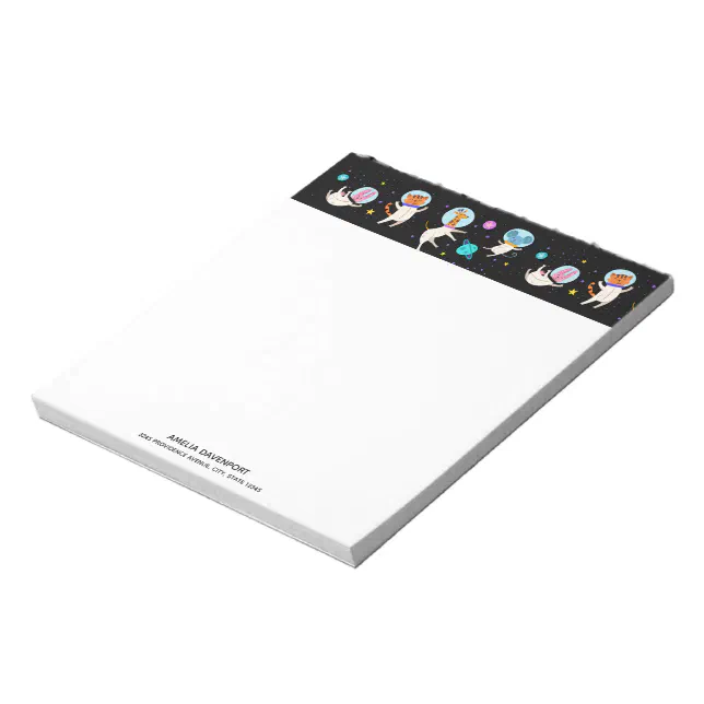 Cute Astronaut Animals Floating in Space Notepad | Zazzle