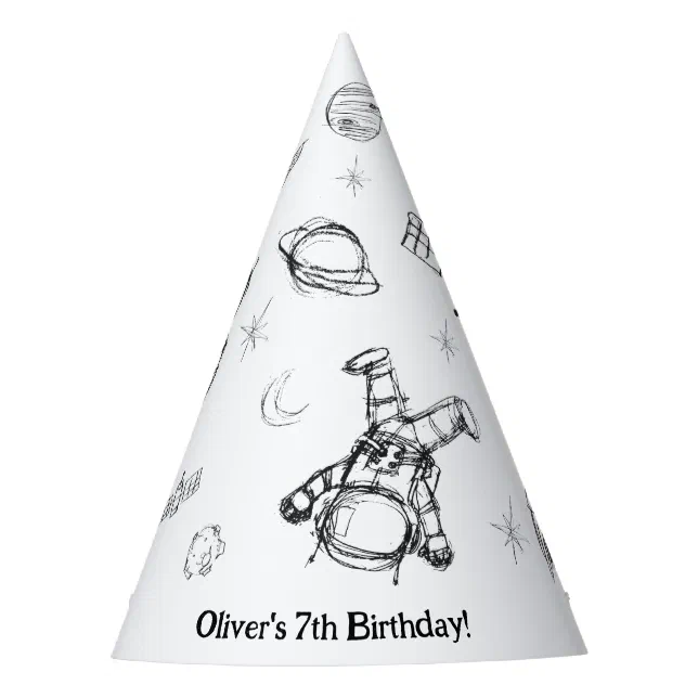 Cute Astronaut Outer Space Theme Kids Birthday Party Hat | Zazzle