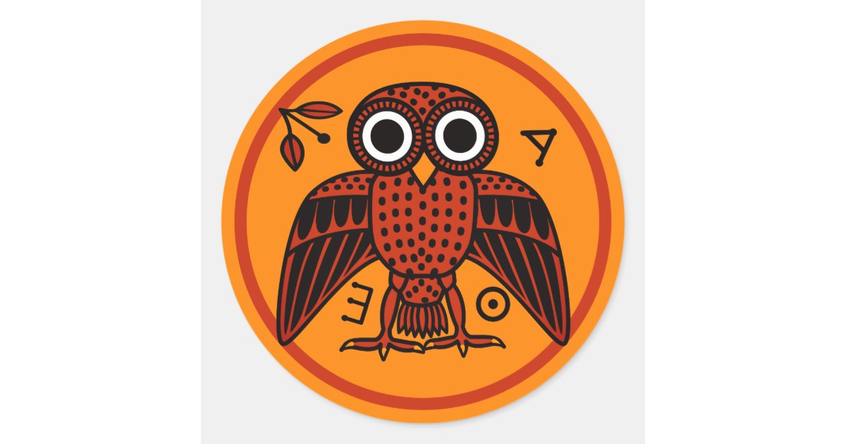 Cute Athenian Owl from Ancient Greece Classic Round Sticker | Zazzle