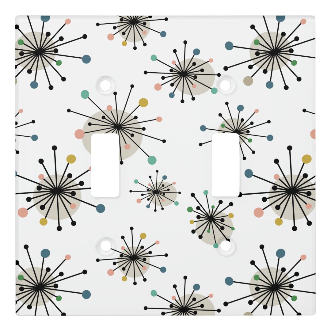 Cute Atomic Starburst Retro Mid Century Modern Light Switch Cover | Zazzle