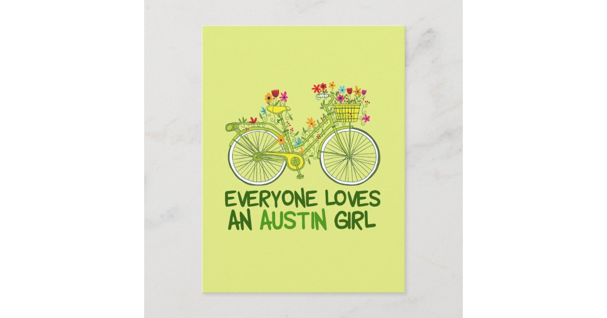 Cute Austin Cycling Girl Postcard | Zazzle