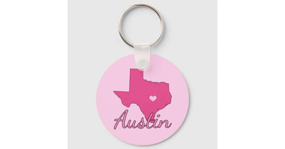 Cute Austin Texas Girl Pink Keychain | Zazzle