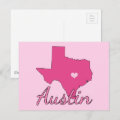 Cute Austin Texas Girl Pink Postcard | Zazzle