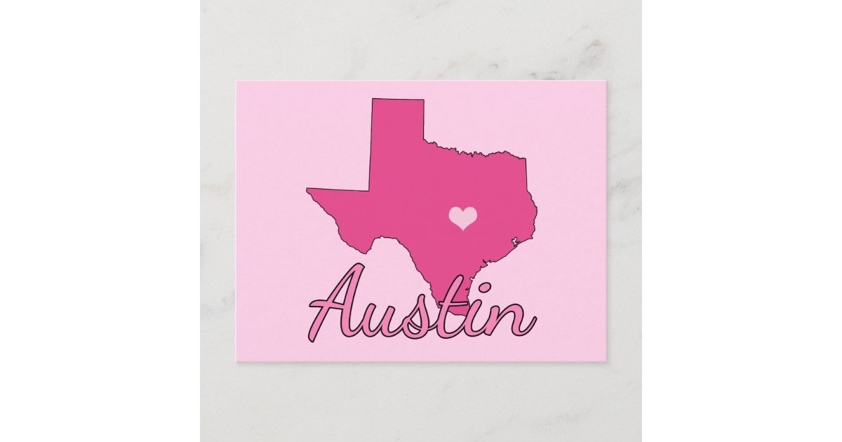 Cute Austin Texas Girl Pink Postcard | Zazzle