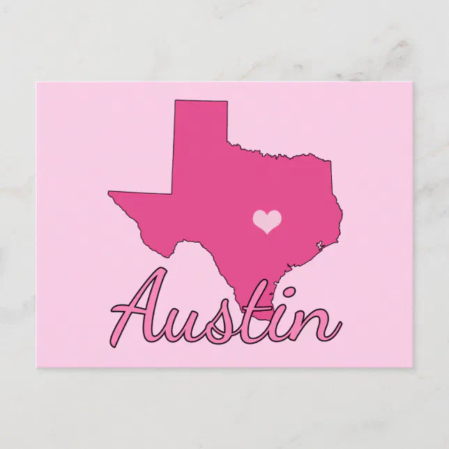 Cute Austin Texas Girl Pink Postcard | Zazzle