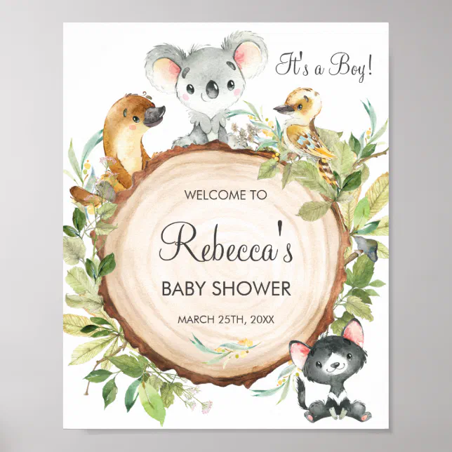 Cute Australian Animals Baby Shower Welcome Sign | Zazzle