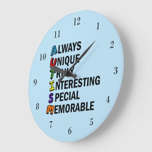 Cute Autism Pride Acrostic Large Clock | Zazzle