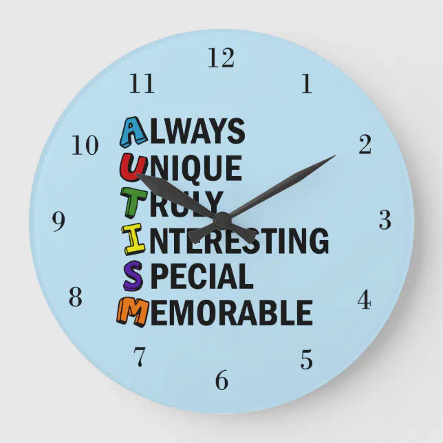 Cute Autism Pride Acrostic Large Clock | Zazzle