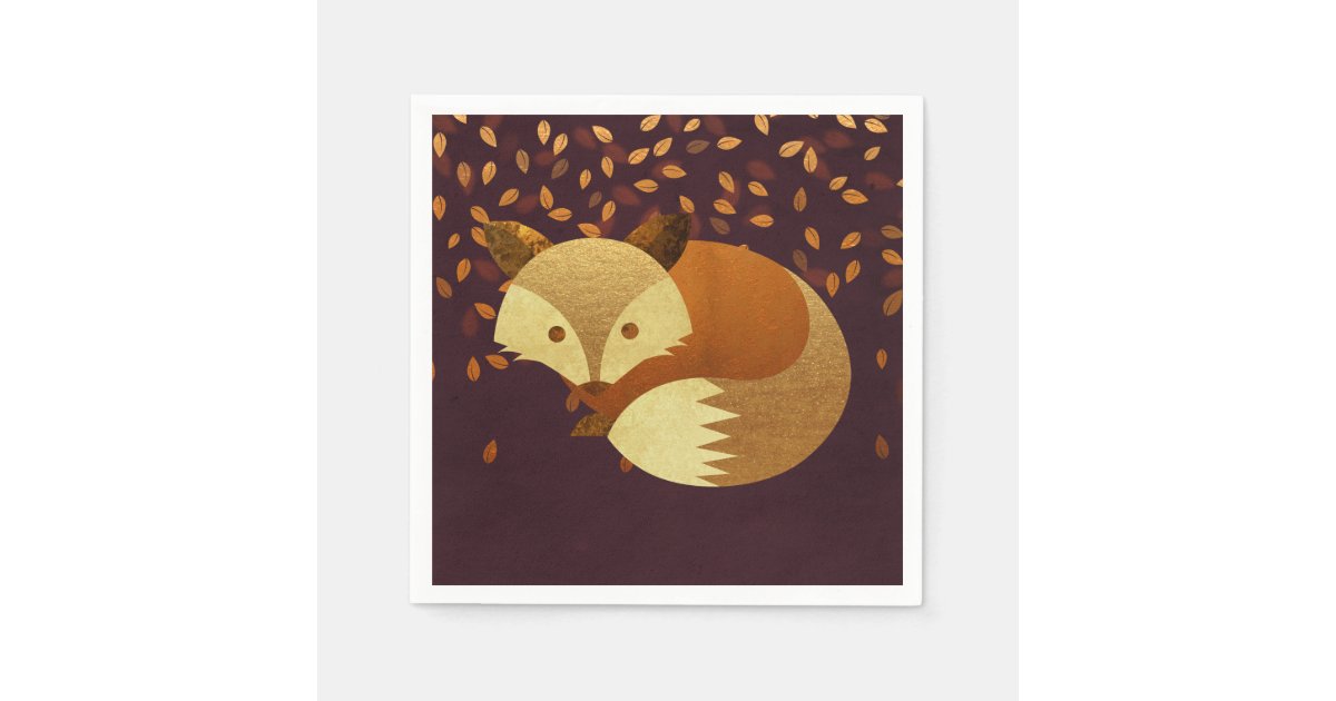 Cute Autumn Fox Paper Napkins | Zazzle