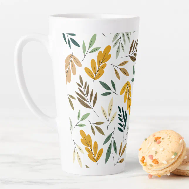 Cute Autumn Leaves Pattern Latte Mug | Zazzle